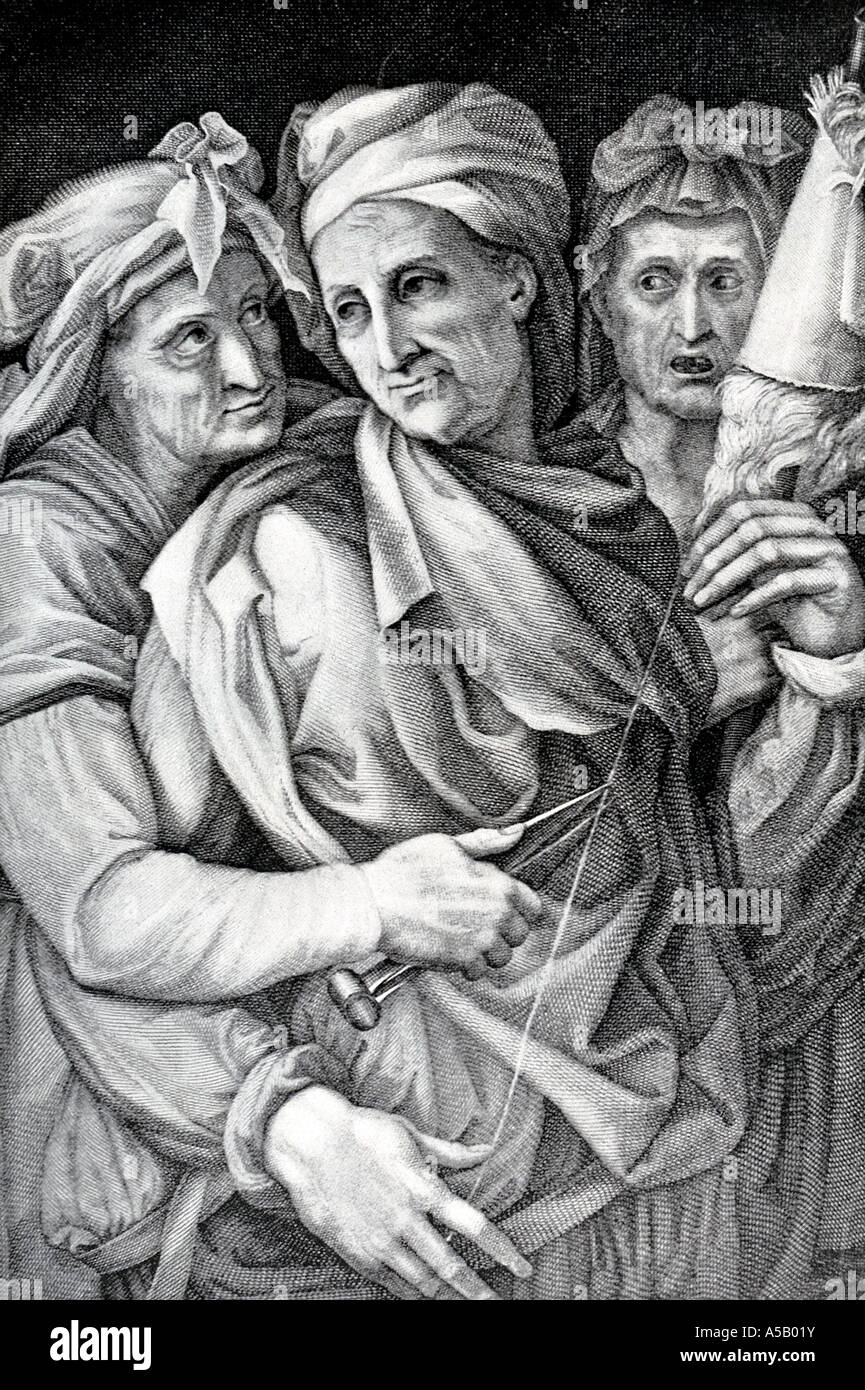 Les trois Parques dans la mythologie grecque et romaine Photo Stock - Alamy