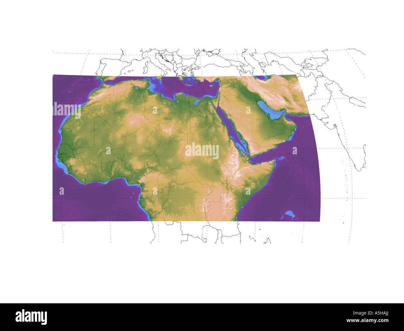 L'Afrique du Nord Mer Rouge Arabie saoudite carte topographique de la ...