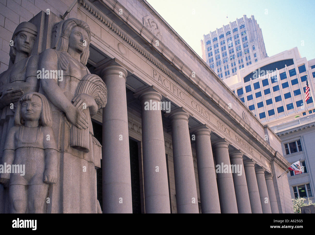 Low angle view of financial building, Pacific Coast Stock Exchange, San ...