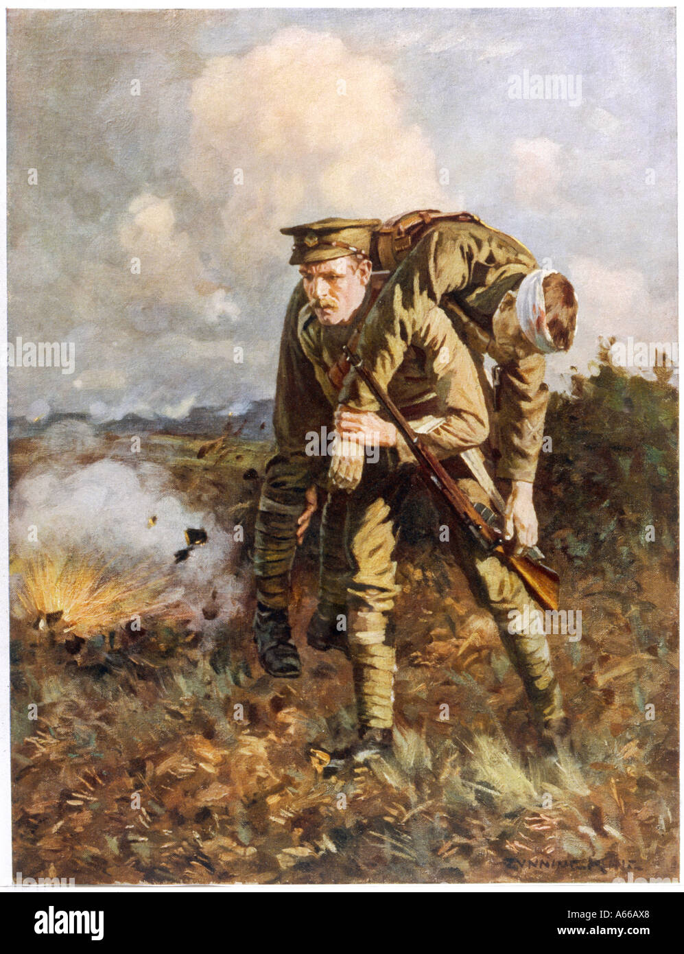 Soldier carrying wounded comrade Banque de photographies et d’images à ...