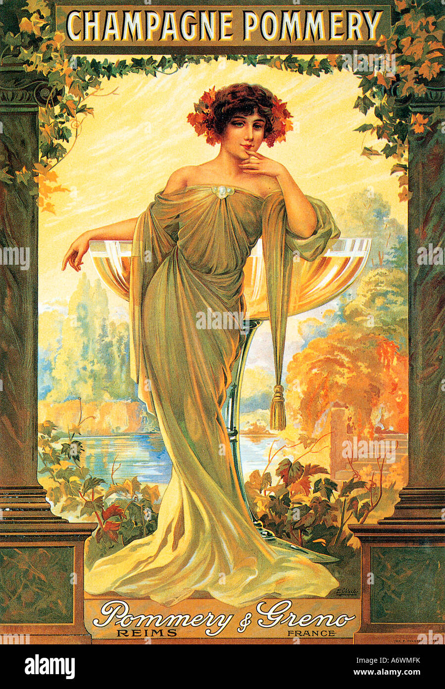 Champagne Pommery 1902 Art Nouveau Belle affiche pour la maison ...