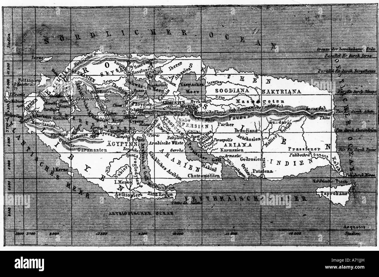 Cartographie, cartes du monde, carte du monde par Strabon, (environ 63 ...