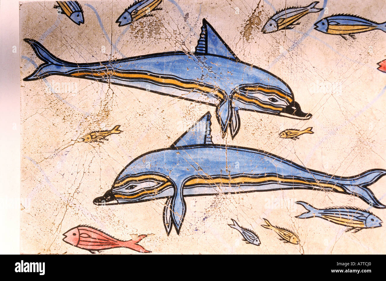 Grèce, Crete, céramique peinture, reproduction de la fresque des ...