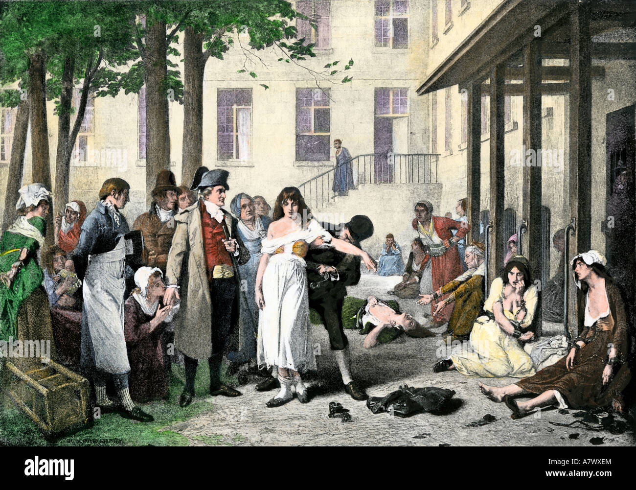 Philippe Pinel libérant les malades mentaux à la Salpetriere à partir ...