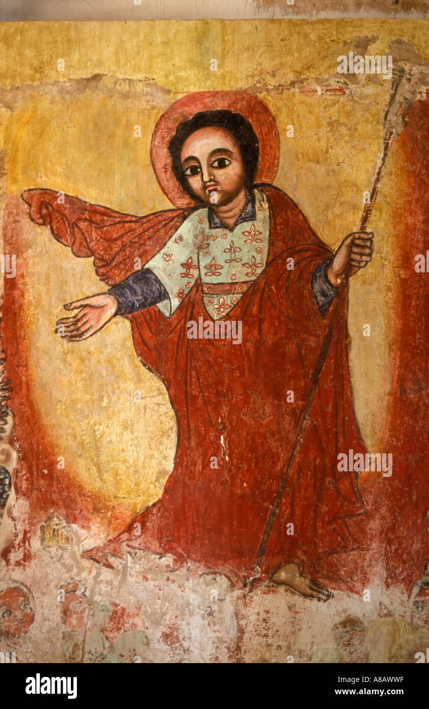 Tableau ancien de Narga Sélassié monastère de l'île, l'île de Dek, Lac ...