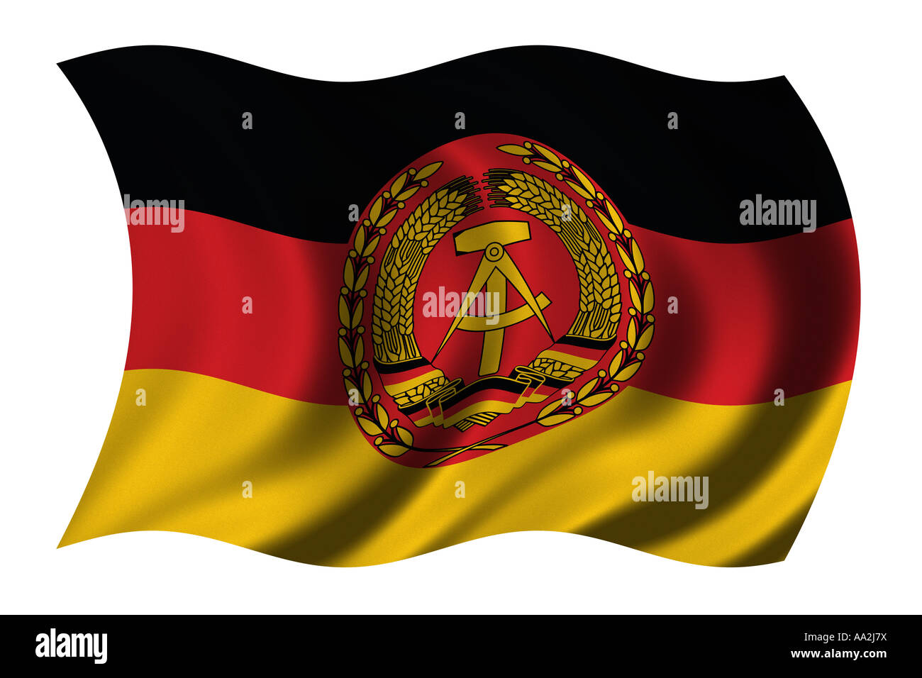 Drapeau jaune avec un rond noir Banque d'images détourées - Alamy