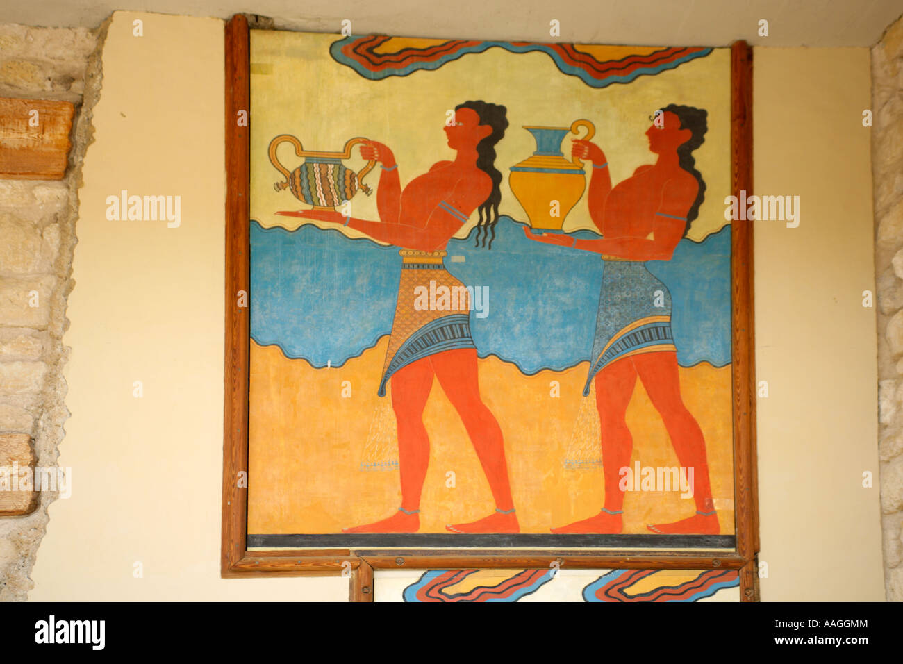 Fresque à l'excavation archéologique Knossos sur l'île grecque de Crète ...