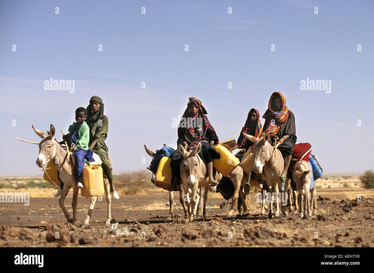 Mali Ansongo, les enfants de la tribu Peul avec de l'eau peut sur ...