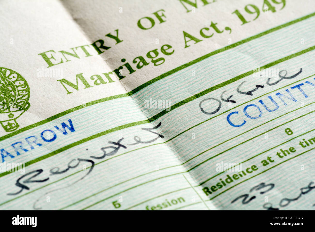 Certificat de mariage Banque de photographies et d’images à haute résolution - Alamy