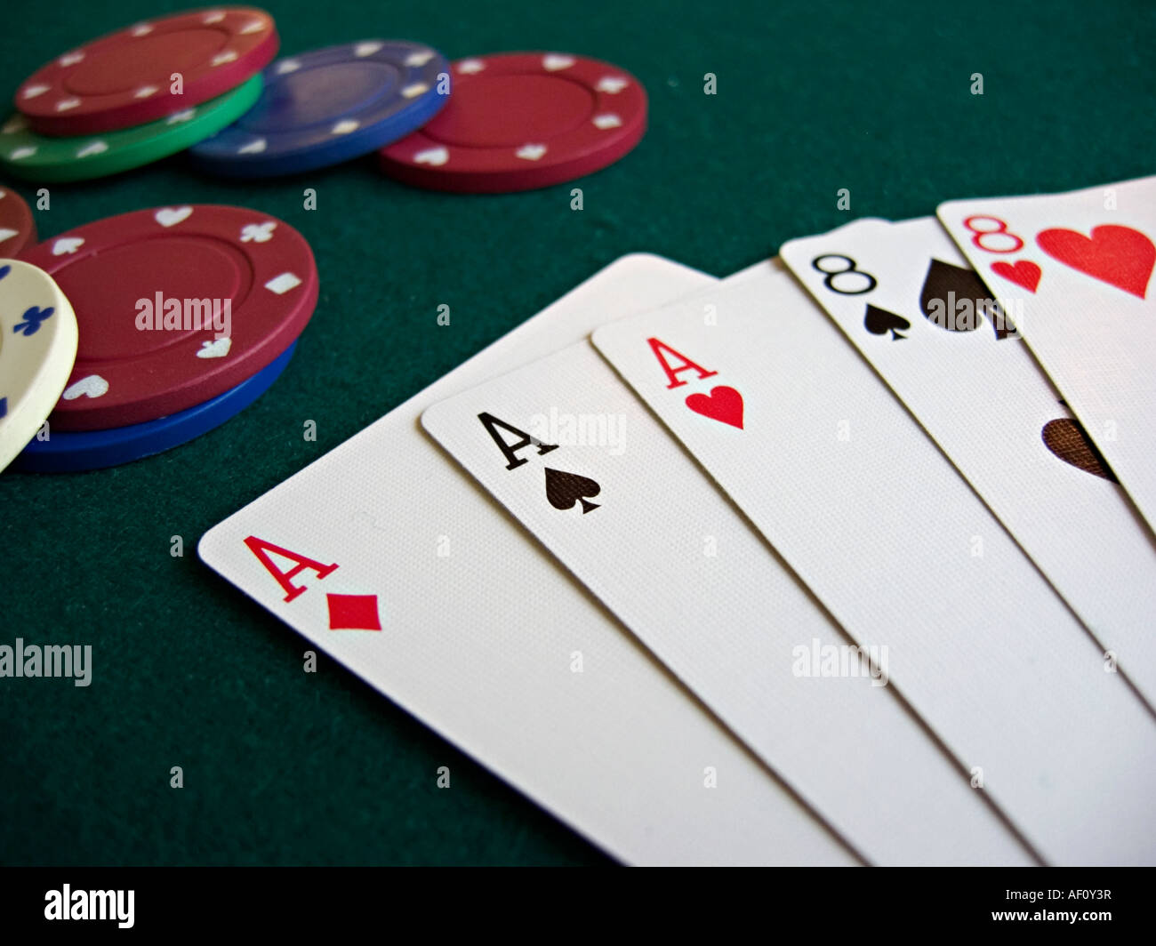 Main de poker, Full House, Aces over Eights avec les cartes sont ...