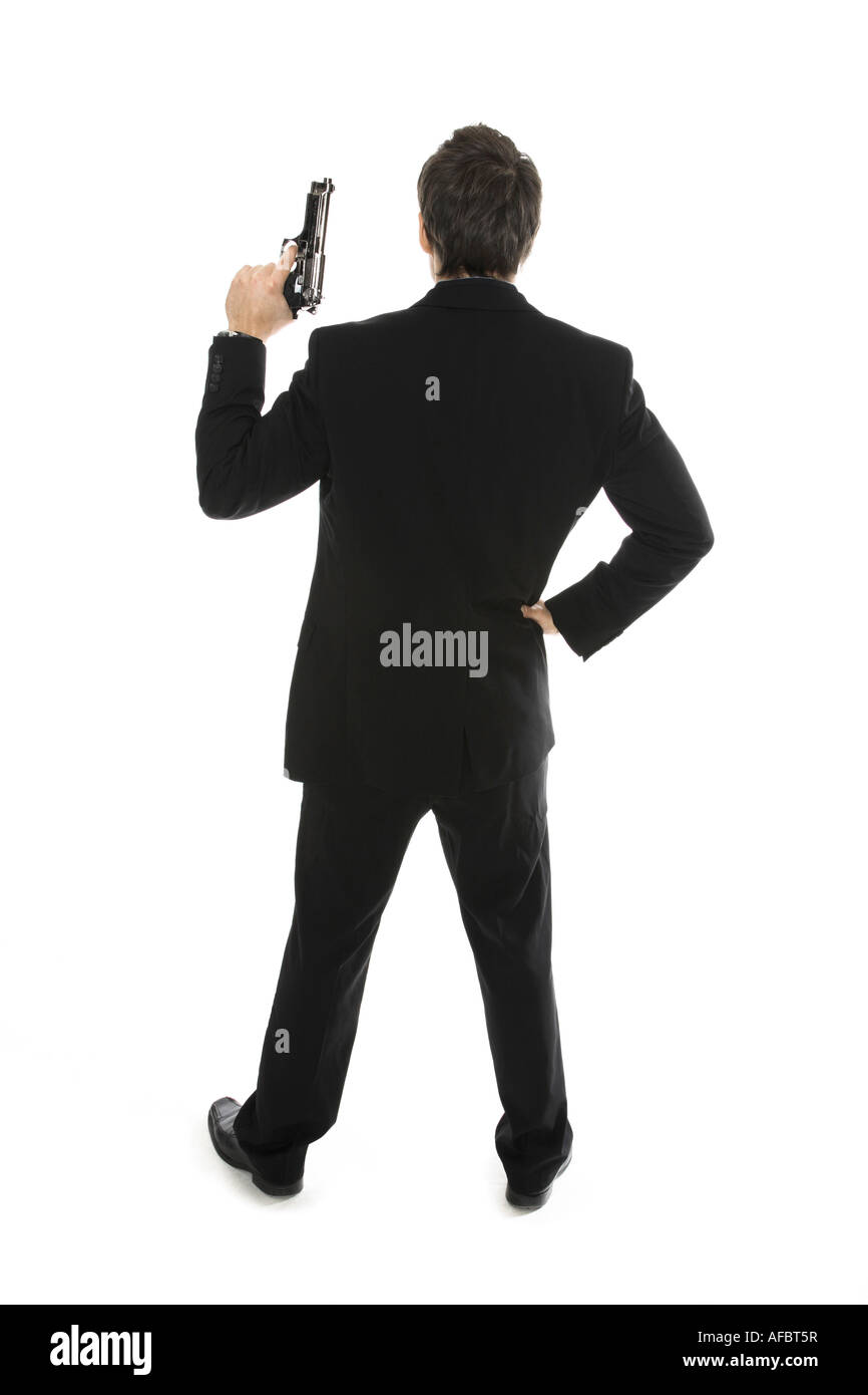 Back view man gun Banque d'images détourées - Alamy