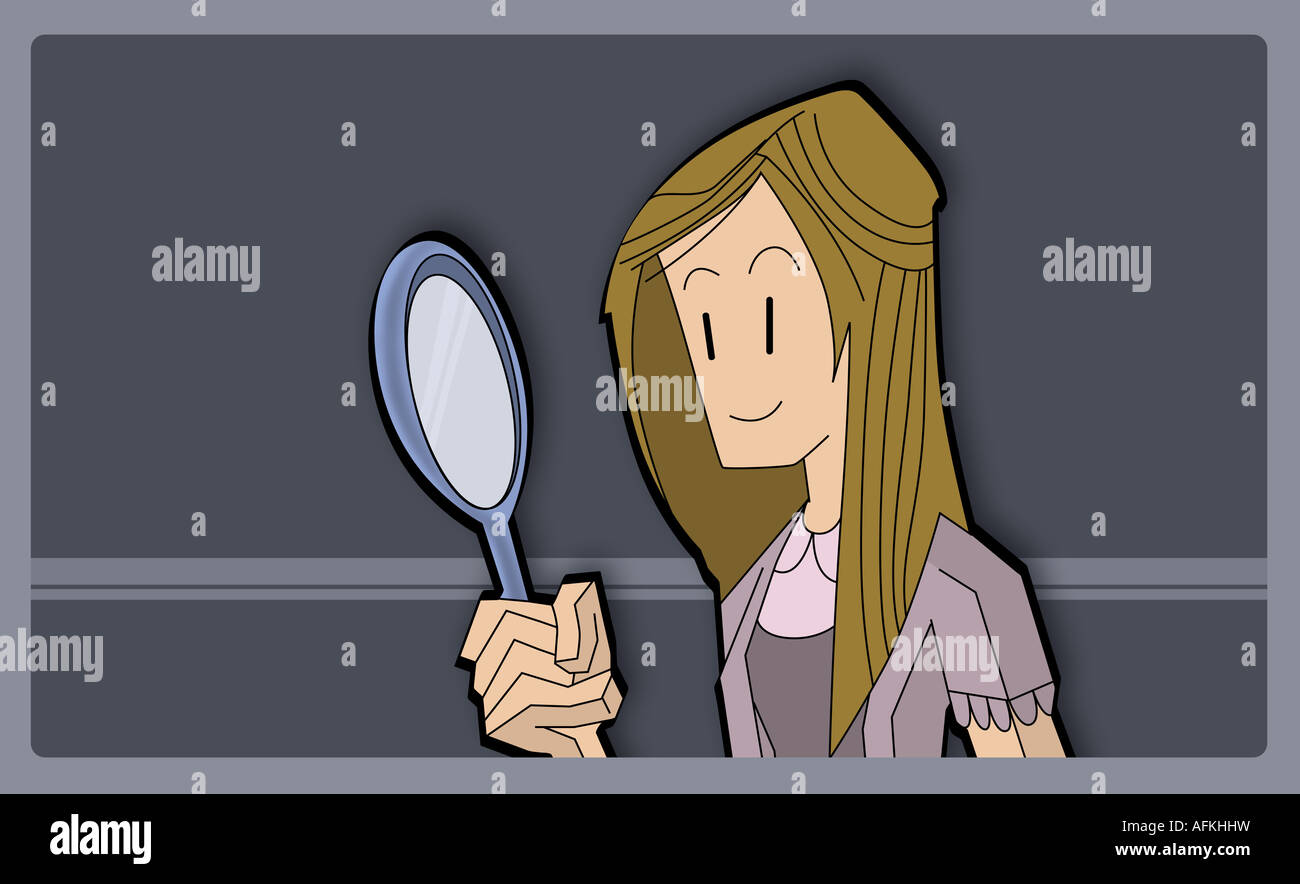 Fille devant un miroir Banque de photographies et d’images à haute résolution - Alamy