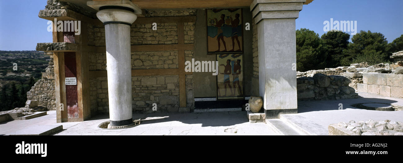 Voyage/géographie, Grèce, Crète, bâtiments, palais de Knossos, vue ...