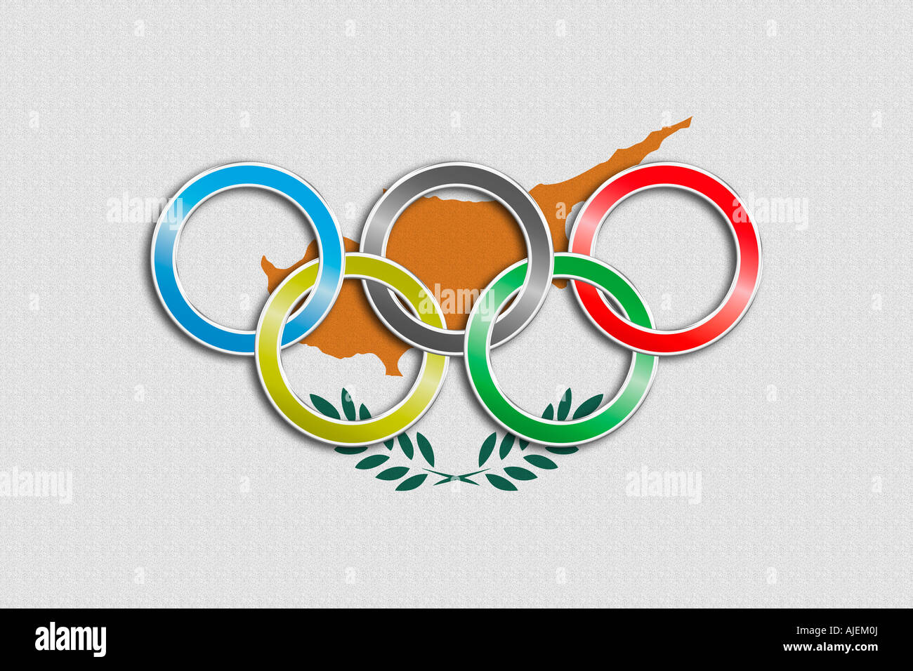 Drapeau de Chypre avec symbole olympique Photo Stock - Alamy