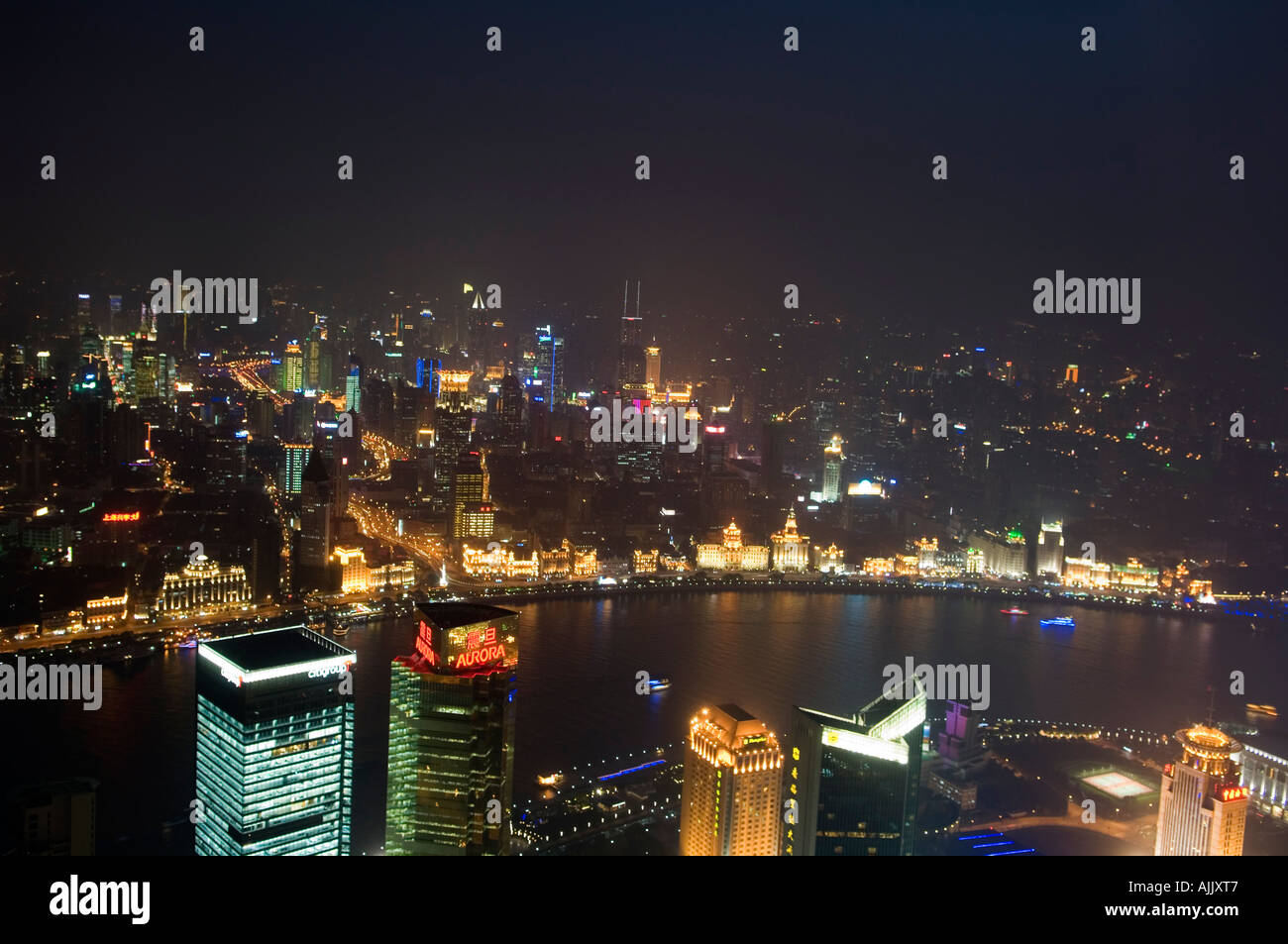 La nouvelle zone de Pudong et Puxi Salon Skyline et la rivière Huangpu ...