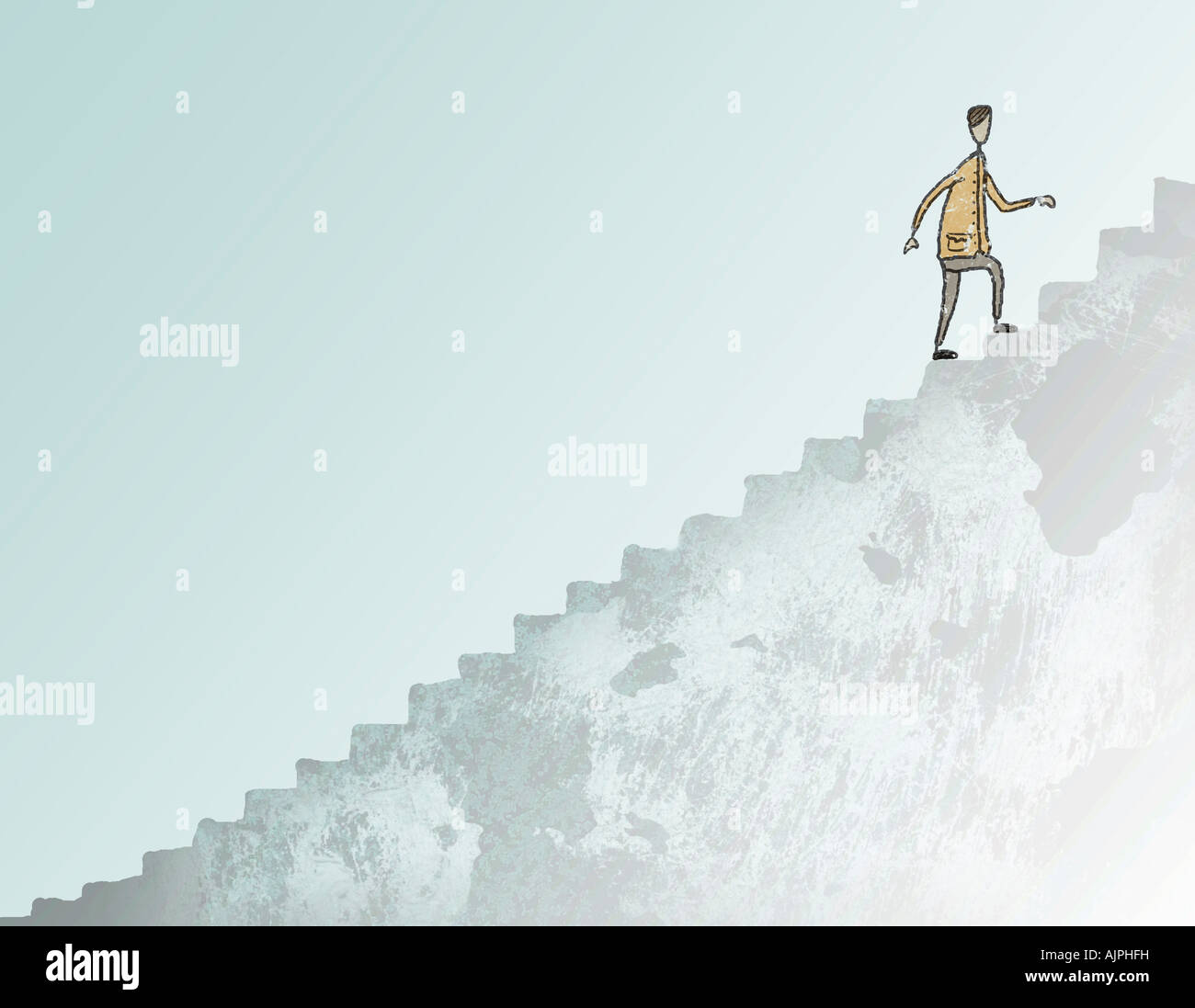 Illustration de l'homme monter un grand escalier Photo Stock - Alamy