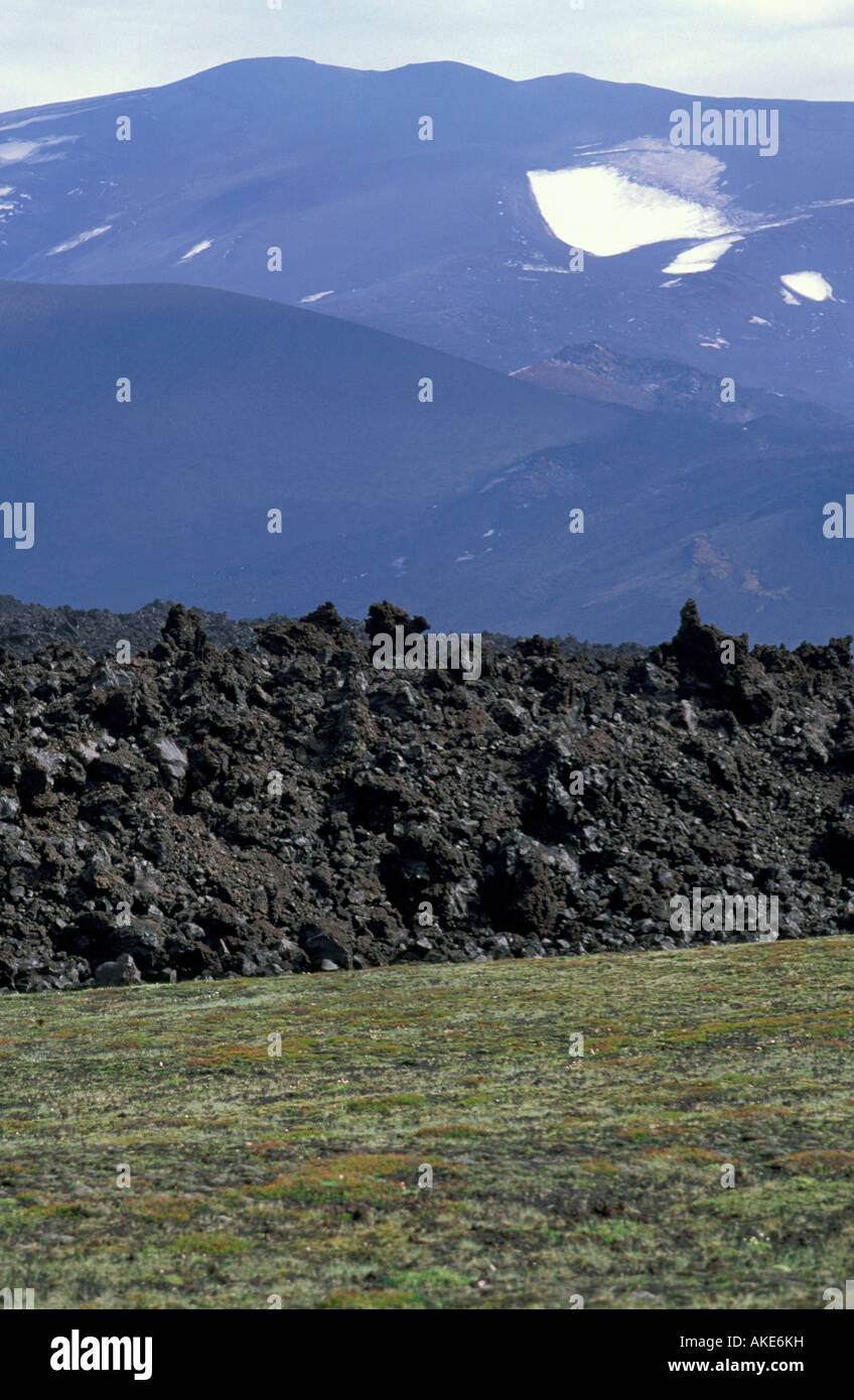 Écoulement de lave et volcan hekla, Hekla, Islande Photo Stock - Alamy