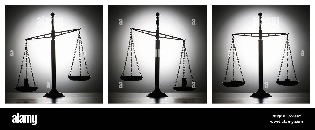 Séquence de trois PHOTOS DE SILHOUETTE DE BALANCES BALANCE ANTIQUE ...