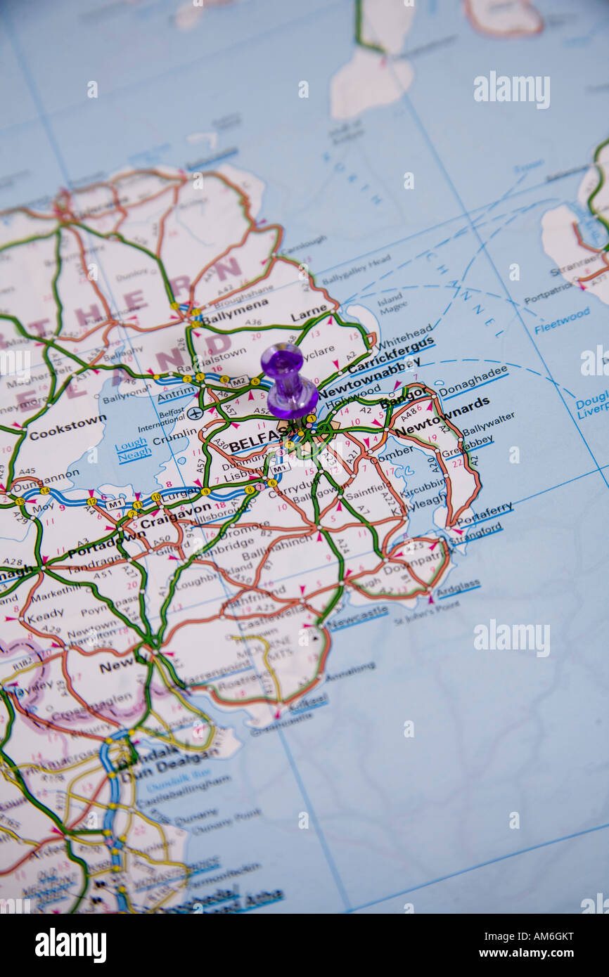 Map city belfast map pin Banque de photographies et d’images à haute ...