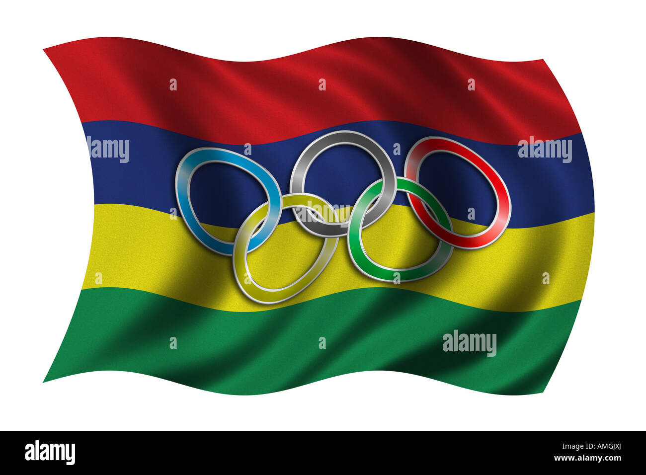 Pavillon de l'Ile Maurice avec symbole olympique Photo Stock - Alamy