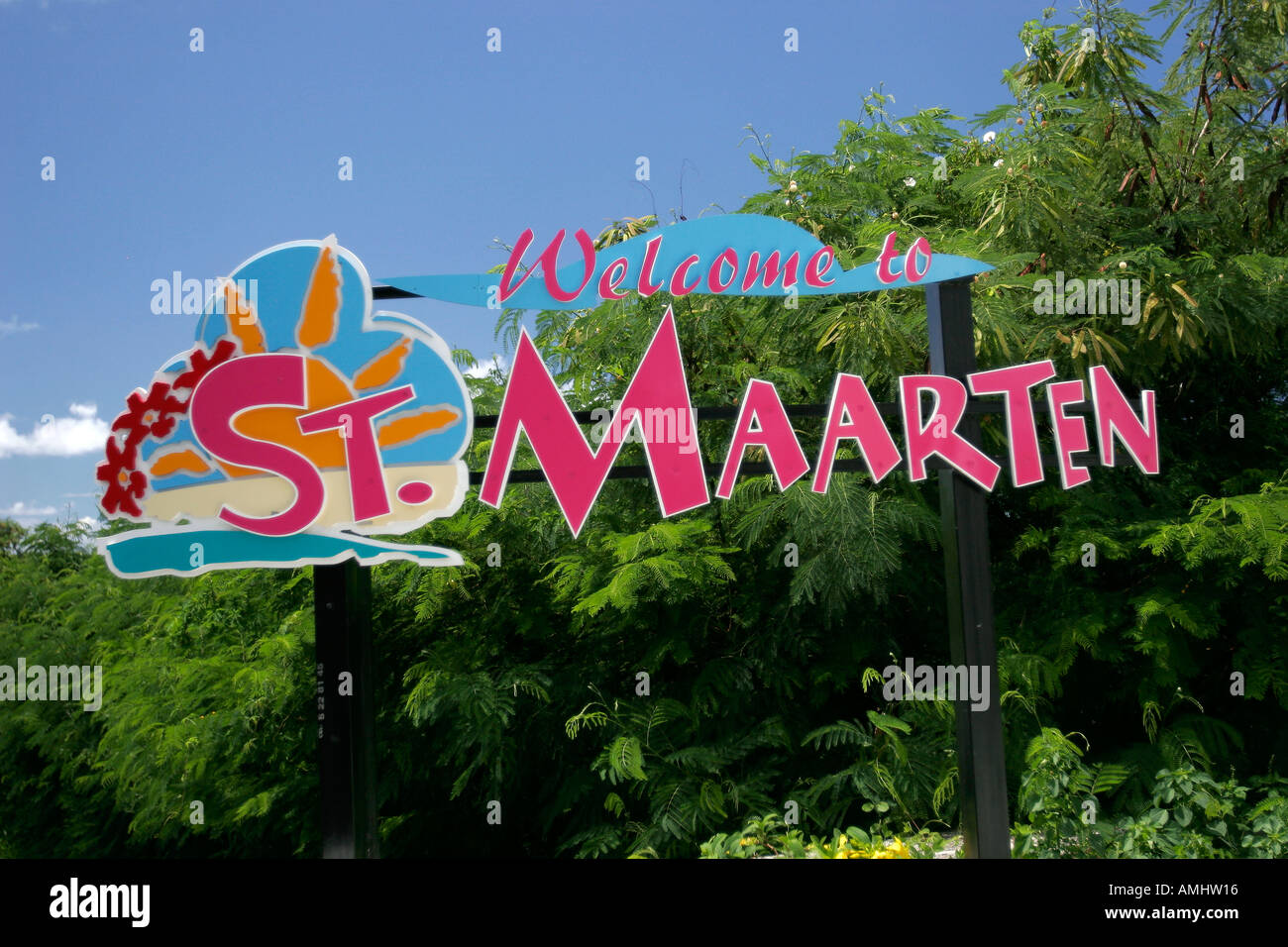 Welcome sign st martin maarten Banque de photographies et d’images à ...