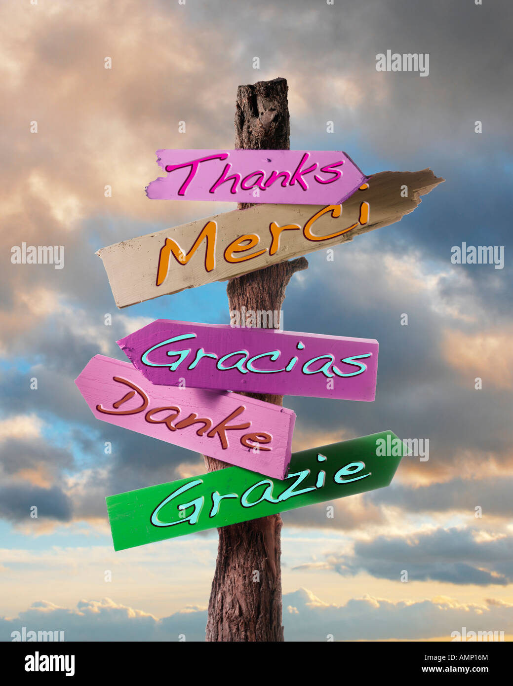 Signer, avis ou conseil loi dire merci, merci Gracias Danke et Grazie ...