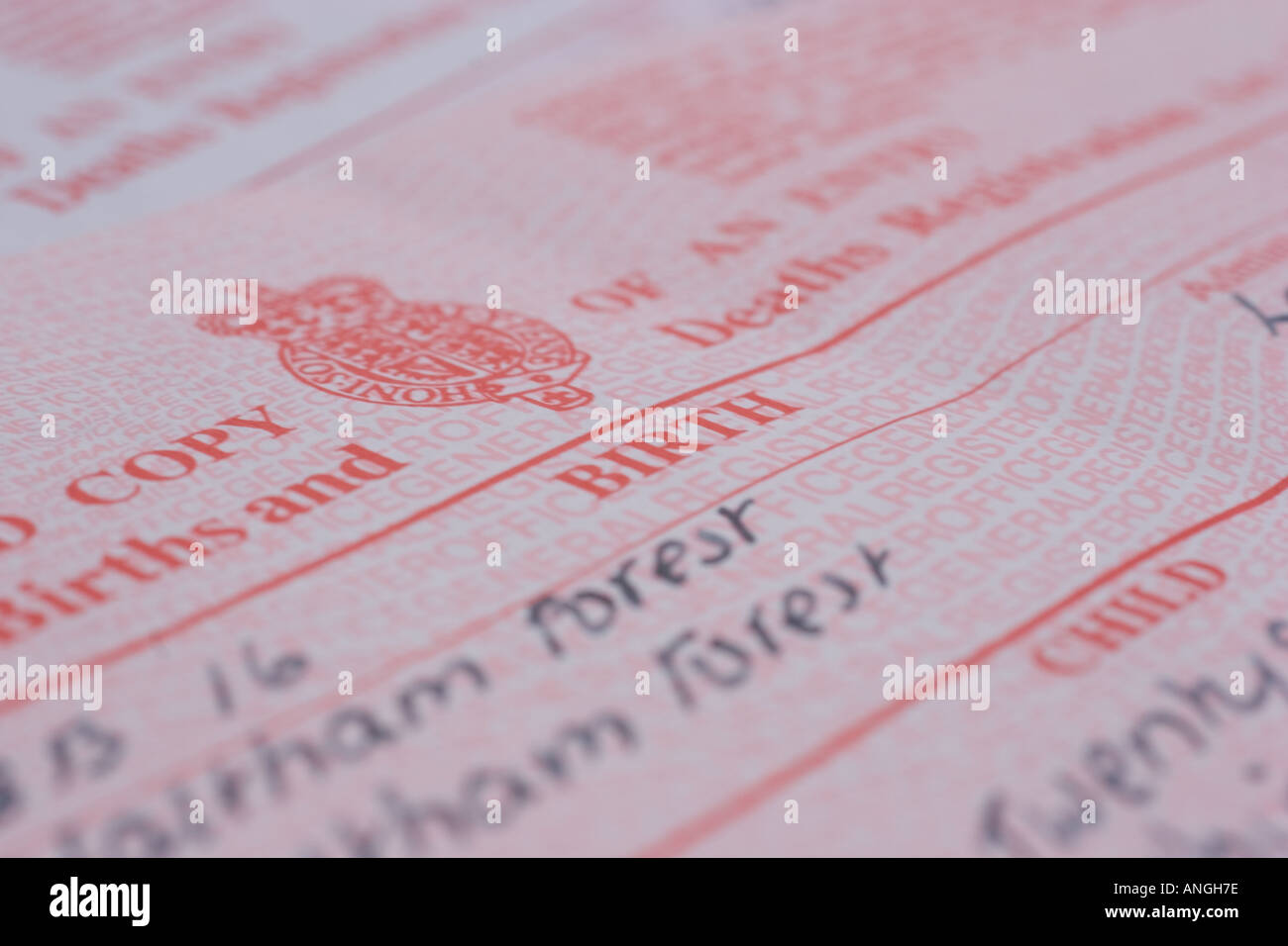 Birth certificate Banque de photographies et d’images à haute résolution - Alamy