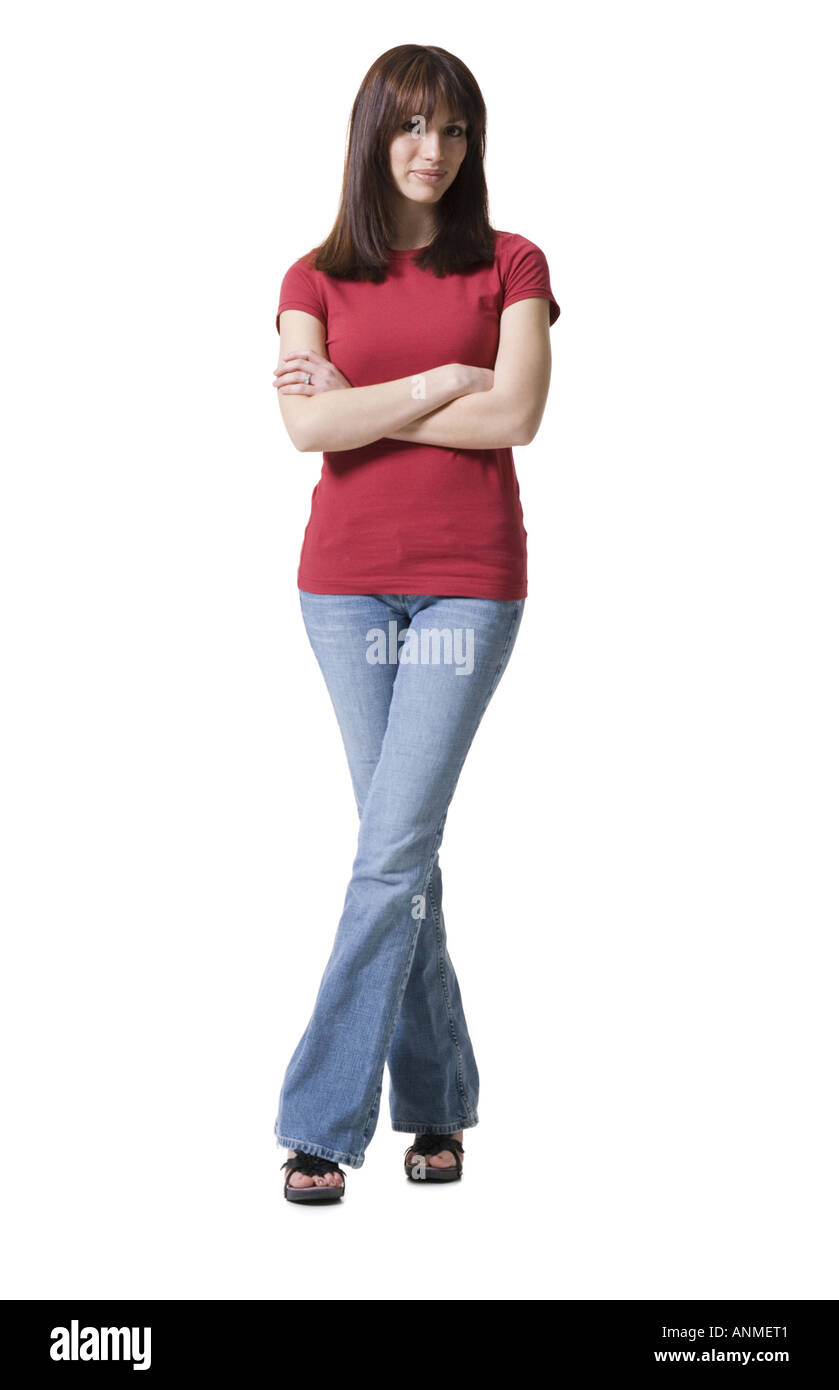 Arms folded legs crossed Banque d'images détourées - Alamy