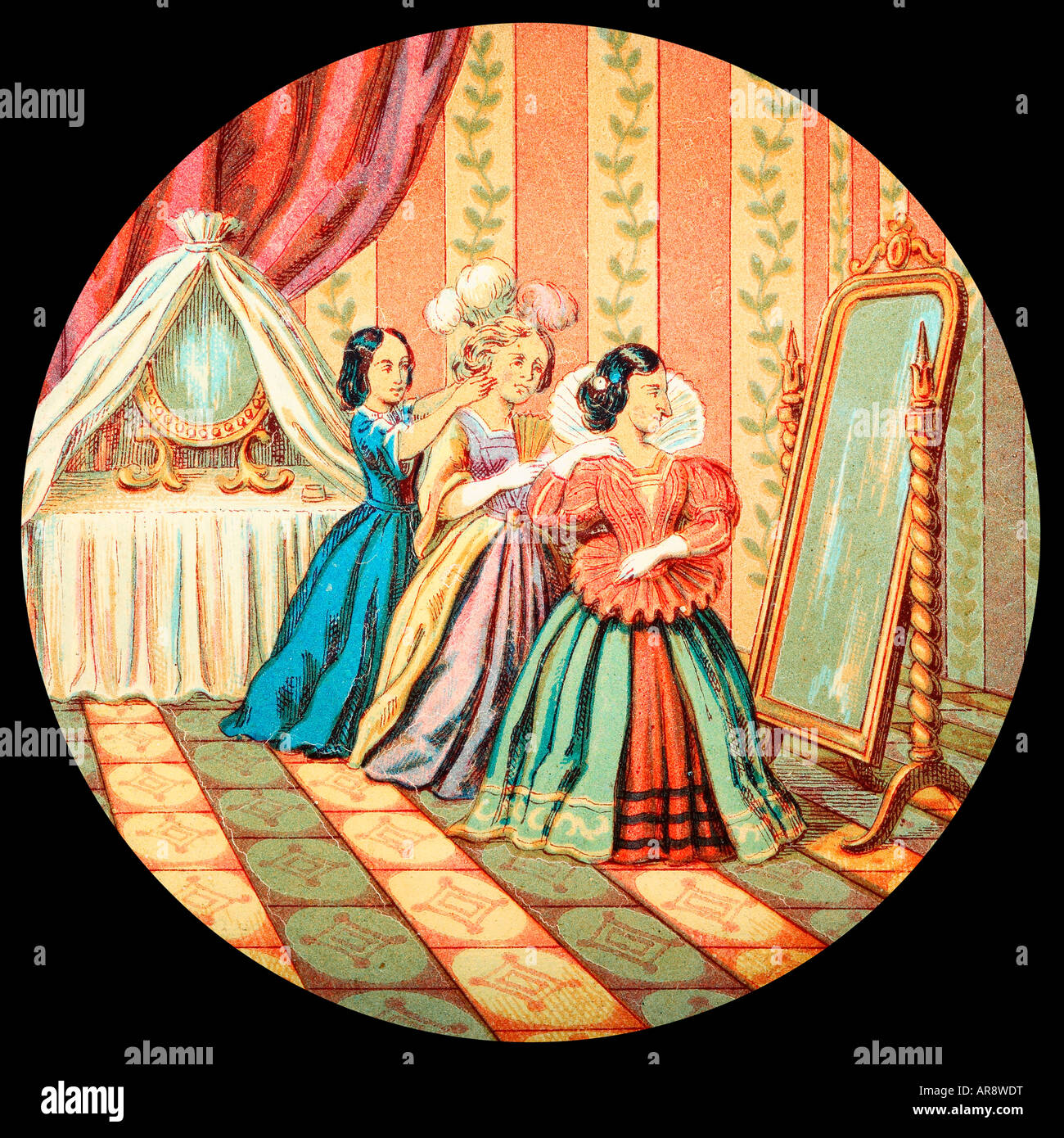 Vieille Diapositive sur verre d'histoire de Cendrillon. Avec l'affreux ...
