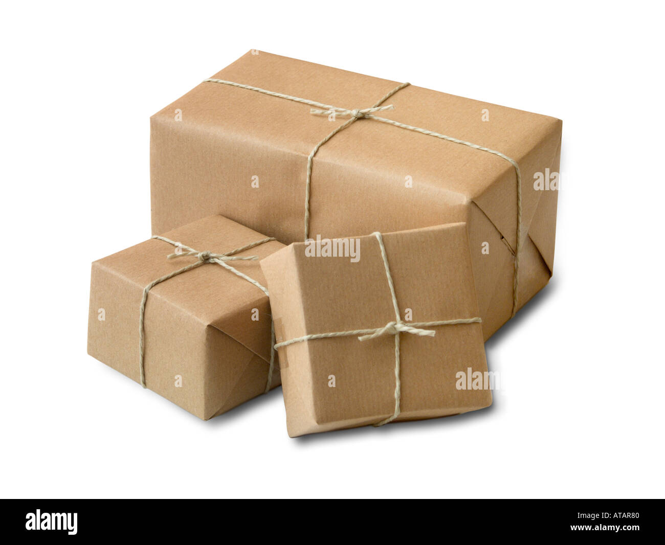 Brown paper parcels tied up with string Banque de photographies et d ...