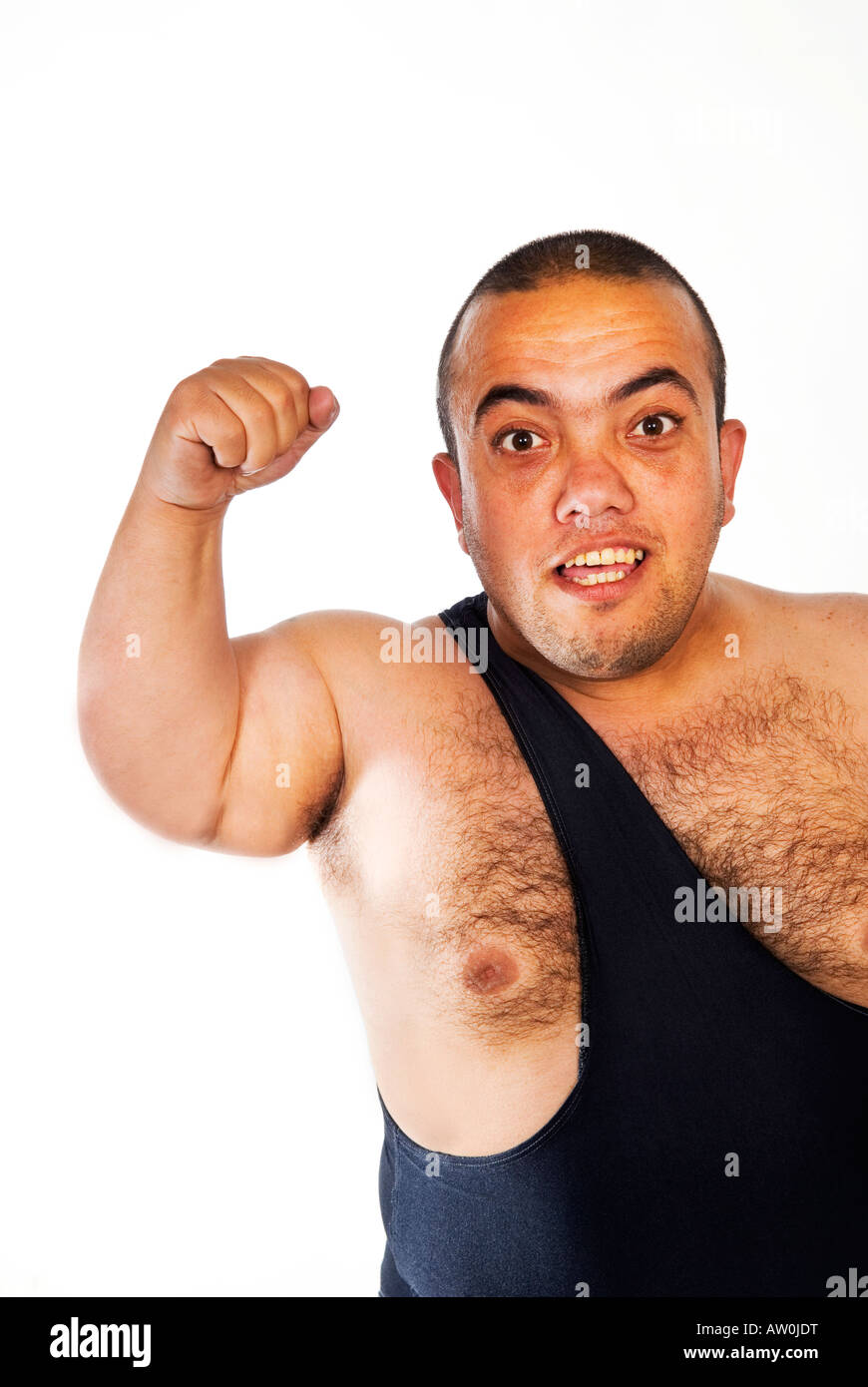 Midget wrestler flexing biceps Photo Stock - Alamy