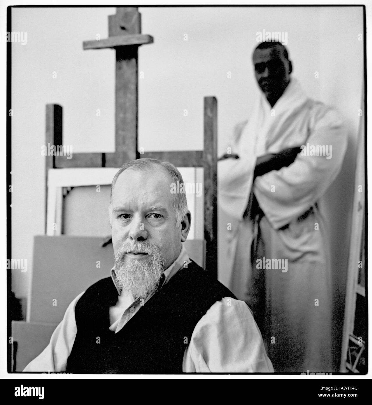 Artiste pop britannique sir peter blake Banque d'images noir et blanc ...