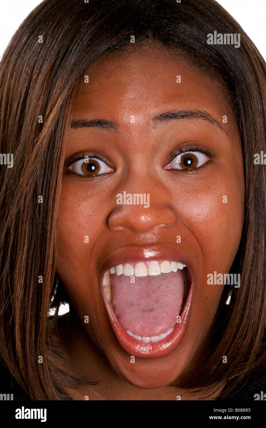 Girl teenager mouth open tongue Banque de photographies et d’images à ...