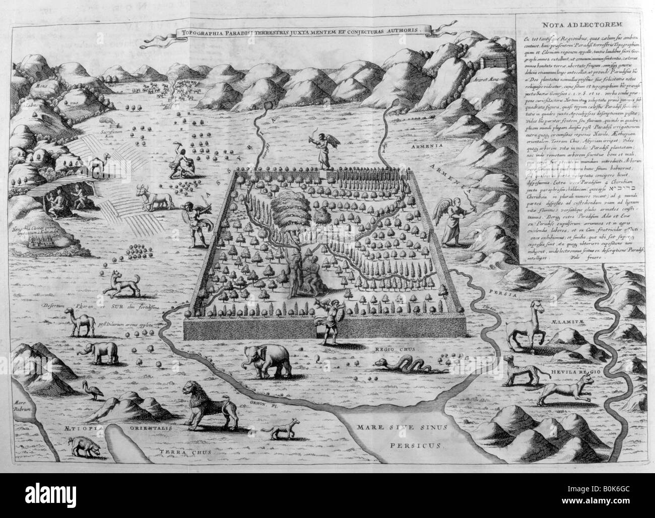 Le paradis terrestre, 1675. Artiste : Athanasius Kircher Photo Stock ...