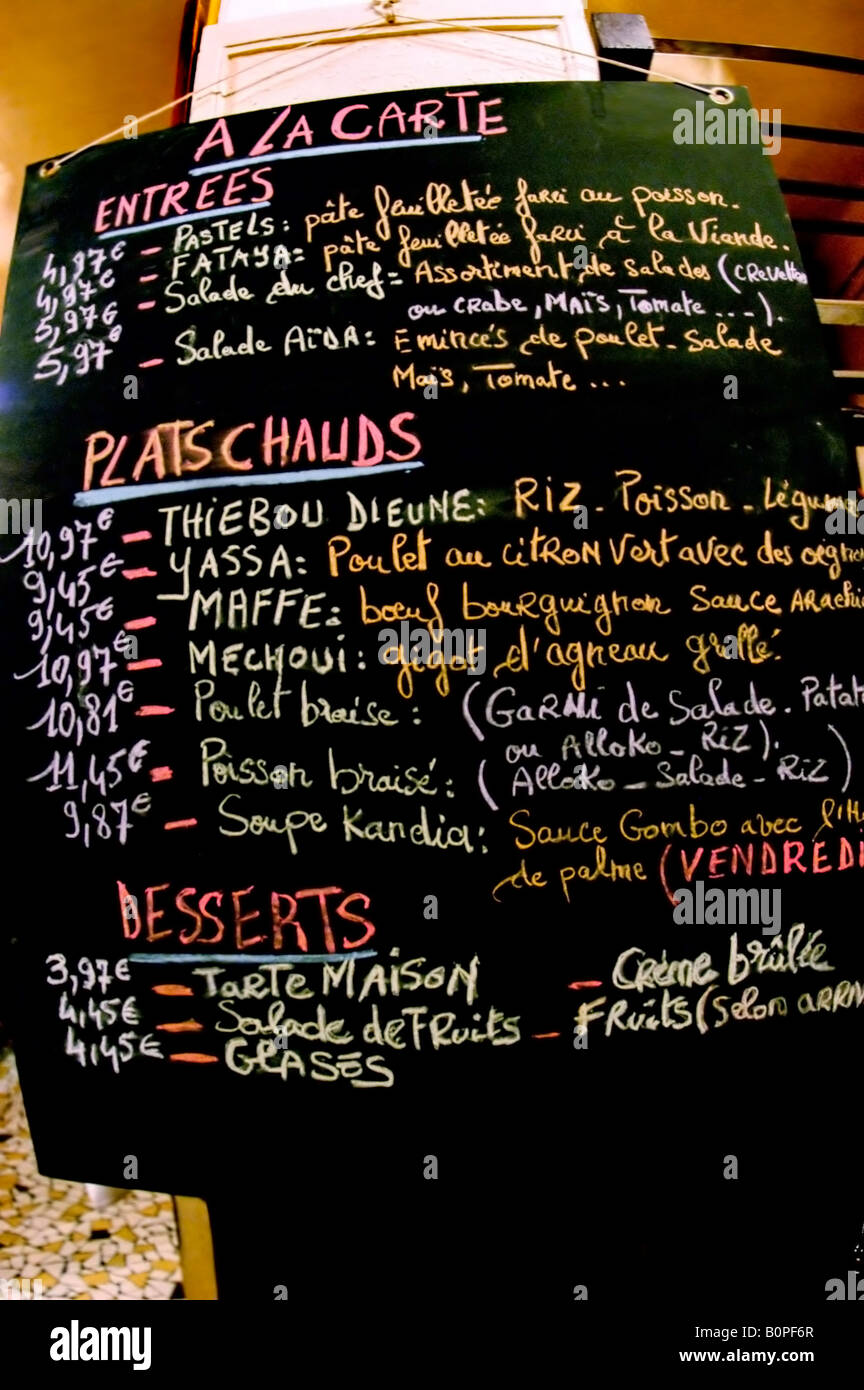 Handwritten french restaurant menu Banque de photographies et d’images ...