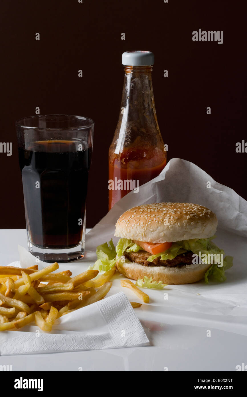 La vie encore d'un repas fast-food américain stéréotypé Photo Stock - Alamy