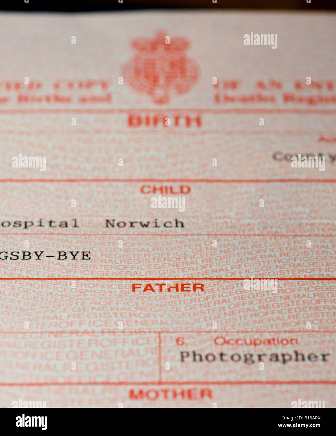 Birth certificate Banque de photographies et d’images à haute résolution - Alamy