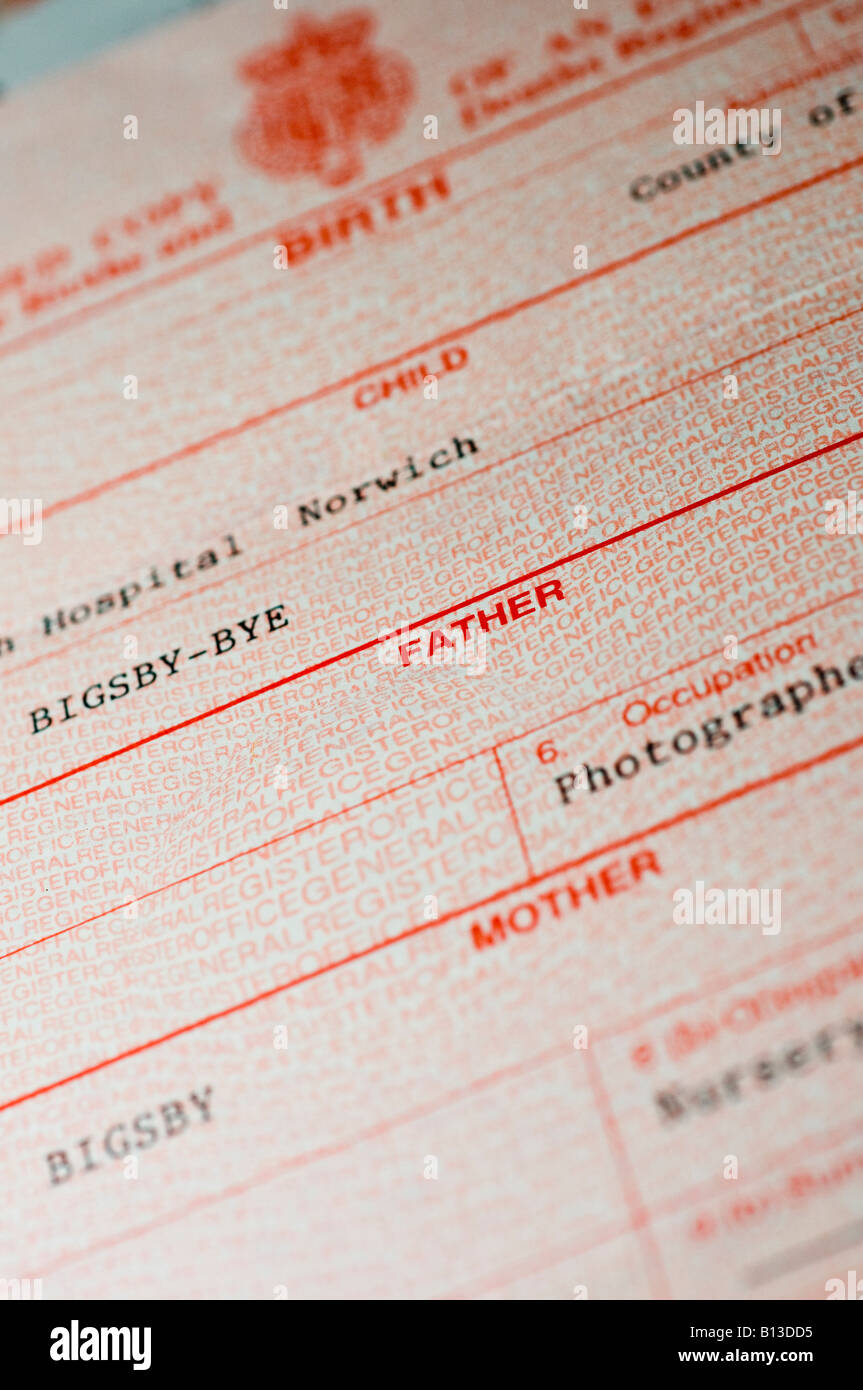 Birth certificate Banque de photographies et d’images à haute résolution - Alamy