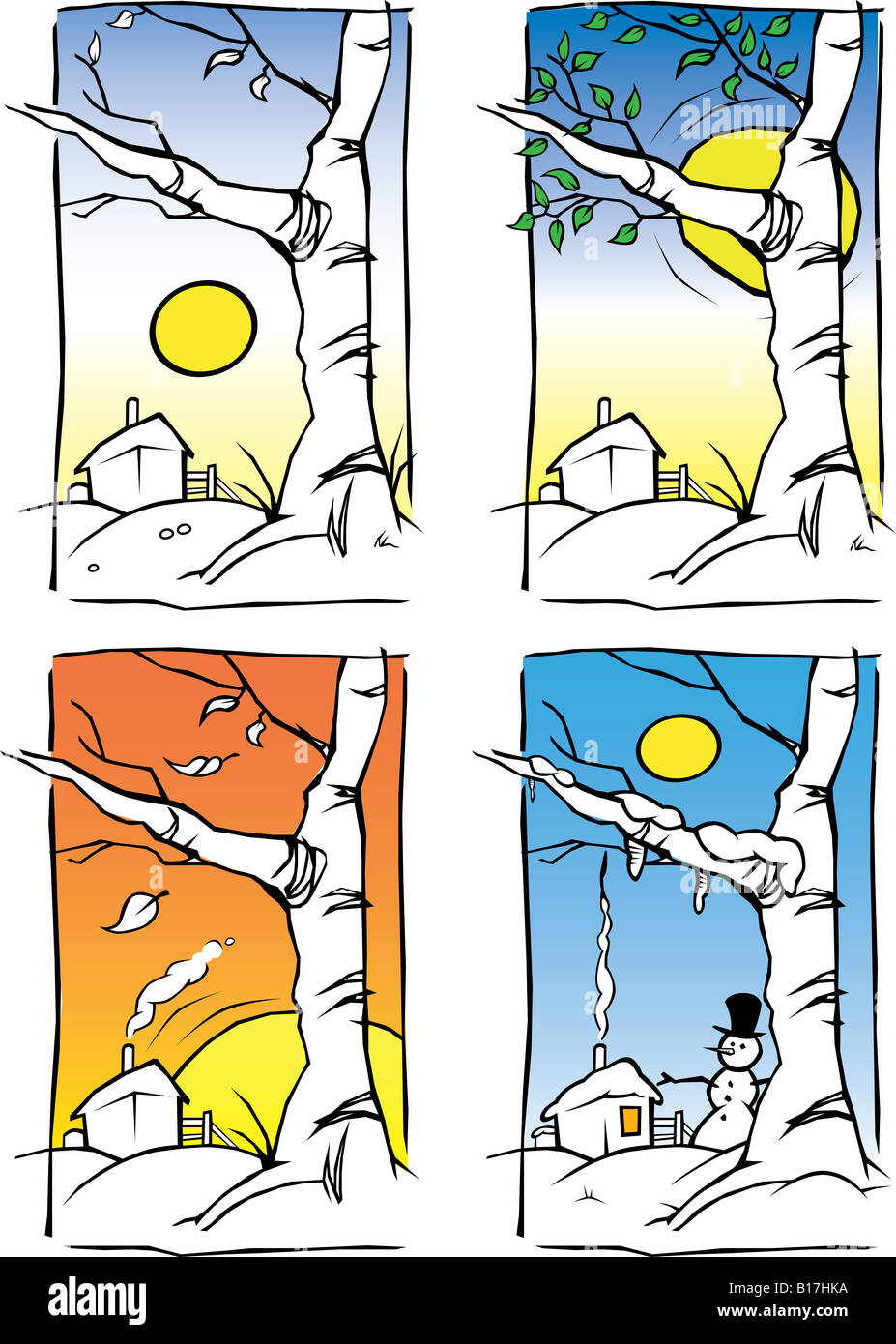 Four seasons cartoon illustration Banque de photographies et d’images à ...