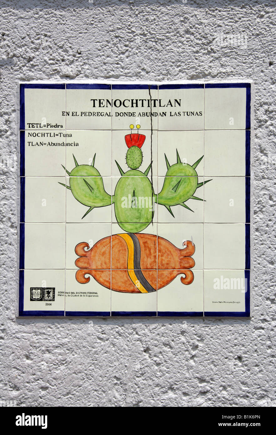 Panneau pour Tenochtitlan, l'ancienne cité des Aztèques, Place Zocalo ...