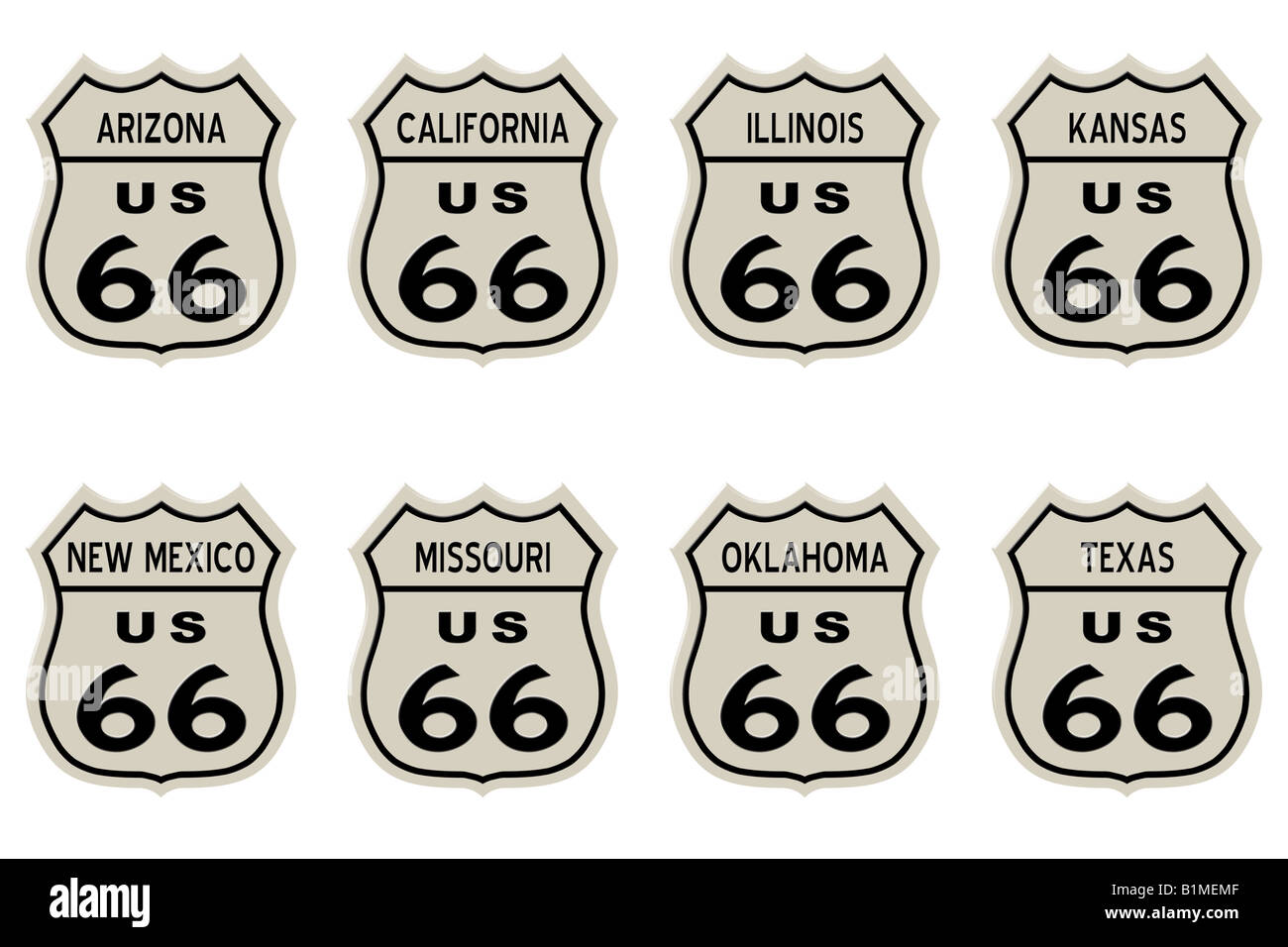 Route 66 signs Banque d'images détourées - Alamy