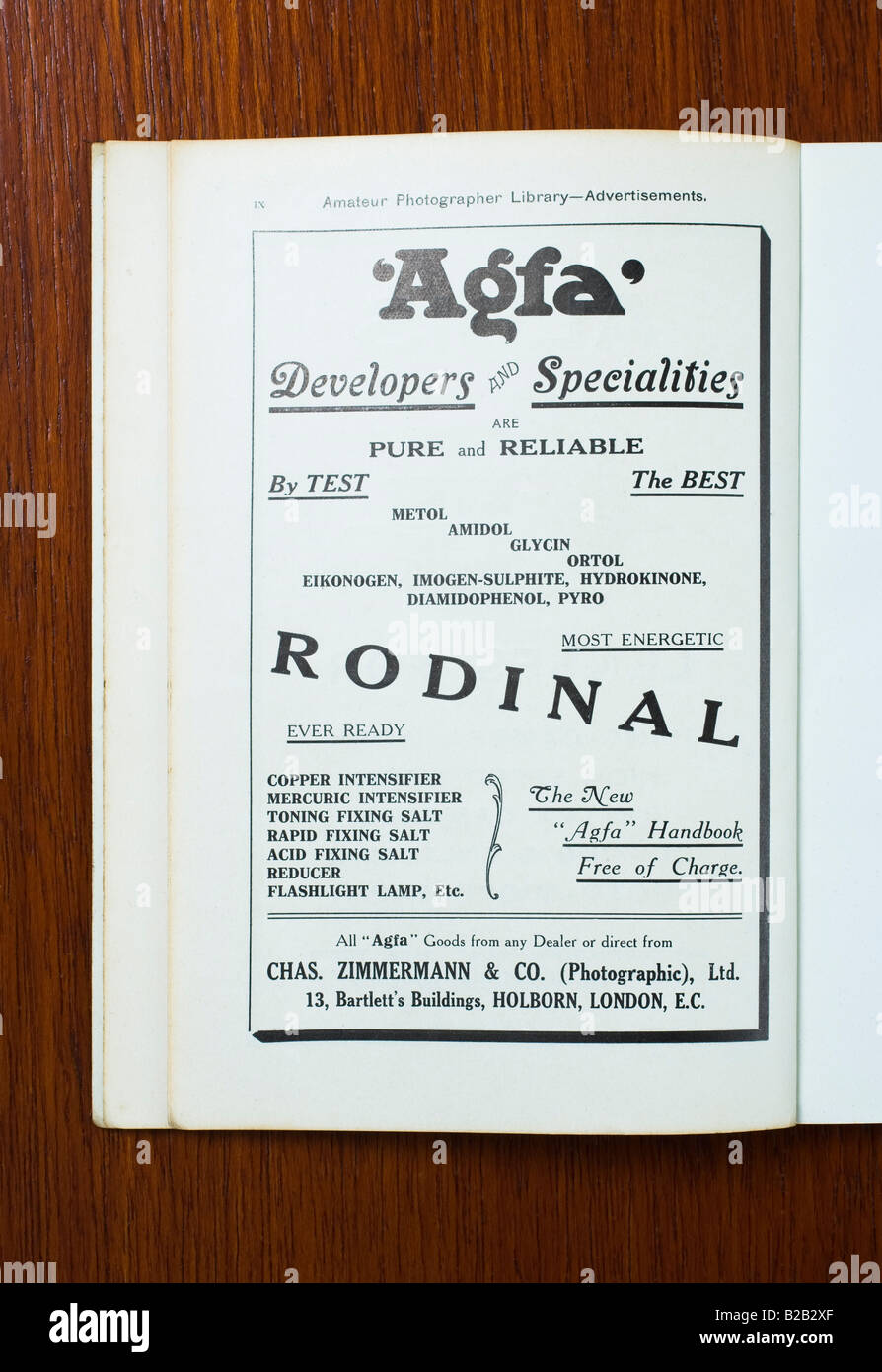 Une publicité pour le film Agfa Rodinal à partir d'un ancien ...