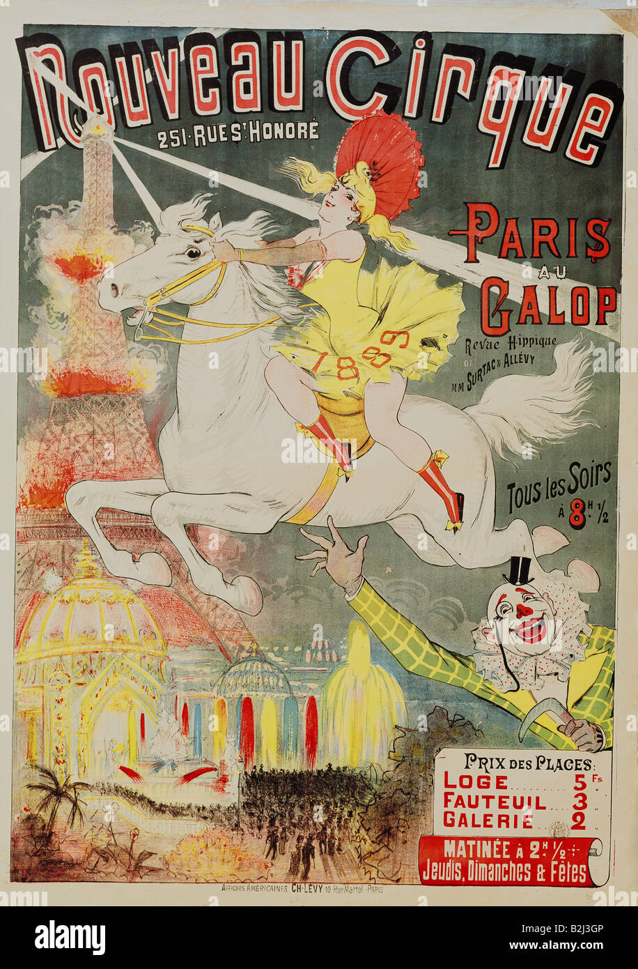 Publicité, cirque, affiche « Nouveau Cirque », Paris, France, 1889 ...