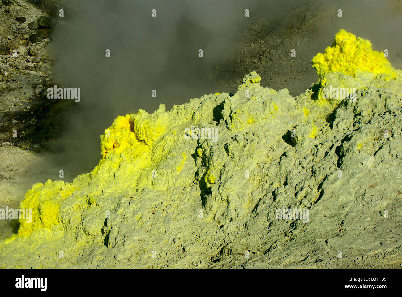 Champ thermique fumerolle à propos de volcano Mendeleïev, Kunashir Île ...