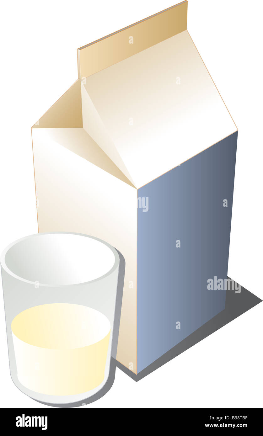 Carton de lait avec un verre à côté illustration isométrique Photo ...