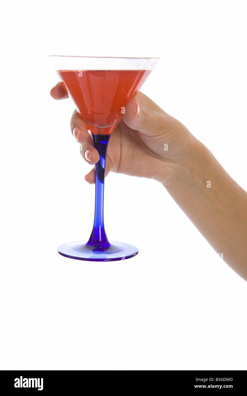 Main femmes tenan verre alcool isolé Banque de photographies et d ...
