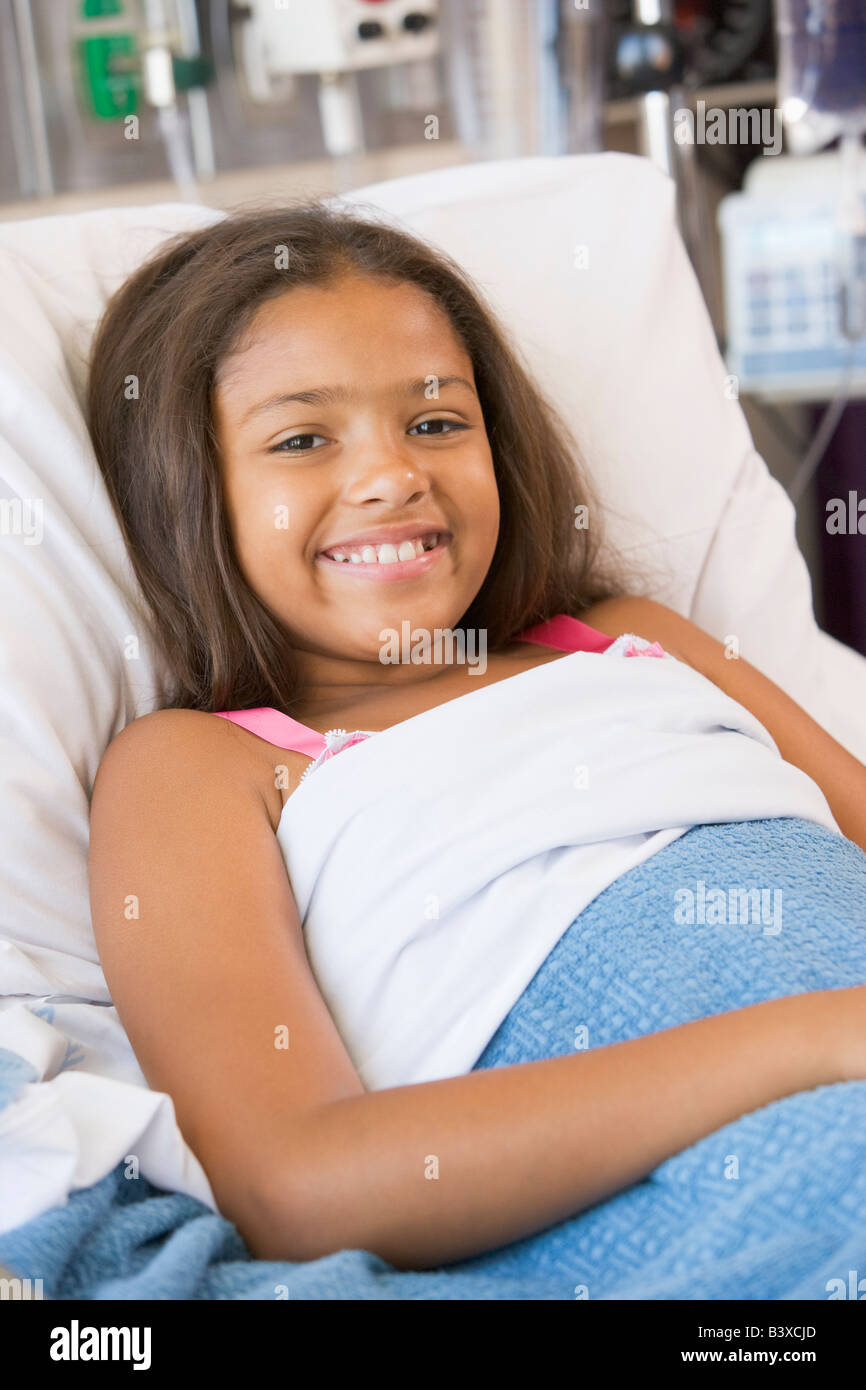 Young Girl Lying In Hospital Bed Photo Stock Alamy
