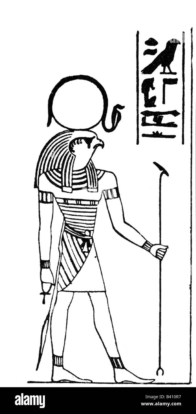 Re (Ra), Dieu égyptien, comme Re Horakhty, dessiner, après le ...