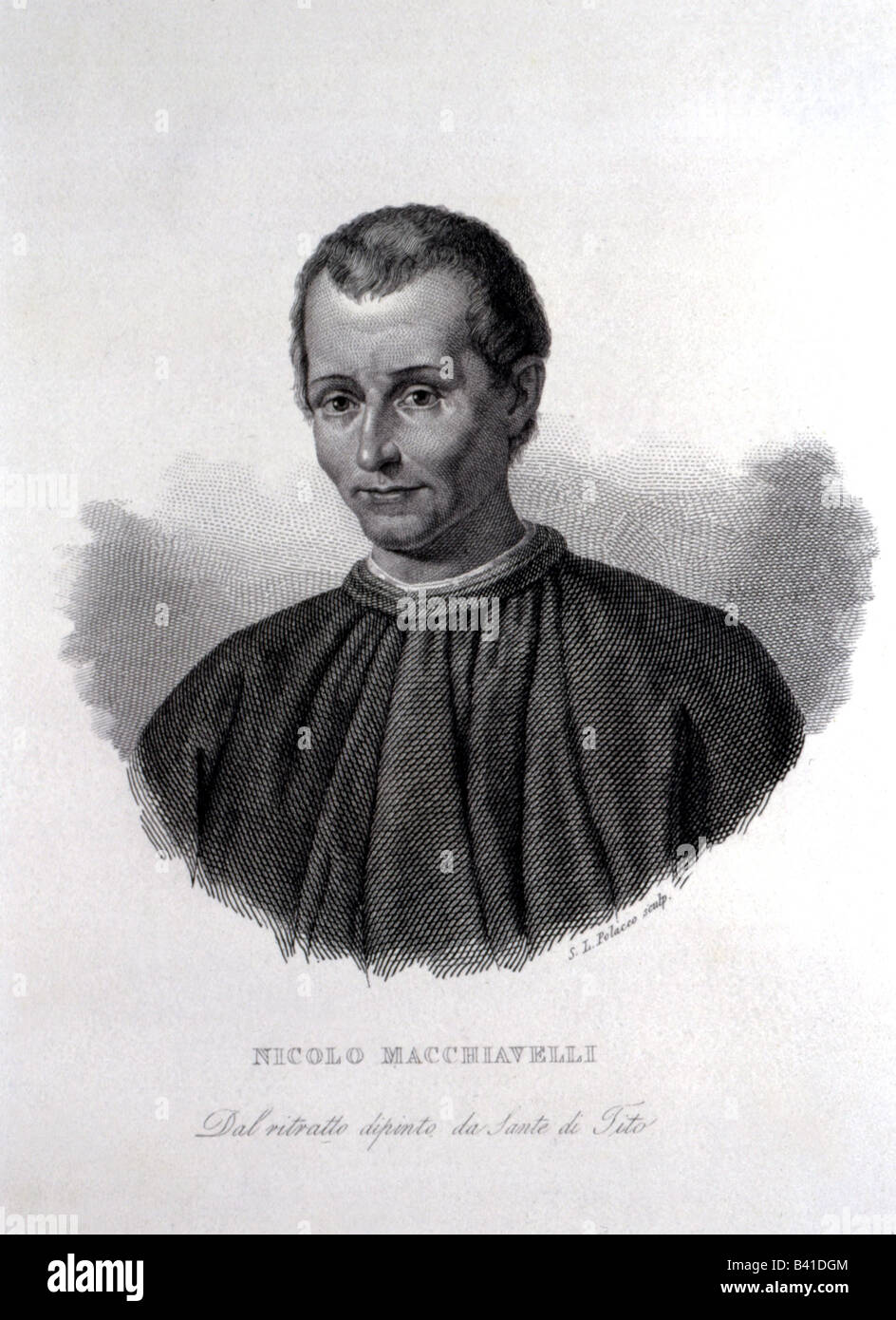 Portrait niccolo machiavelli 1469 1527 engraving Banque de ...