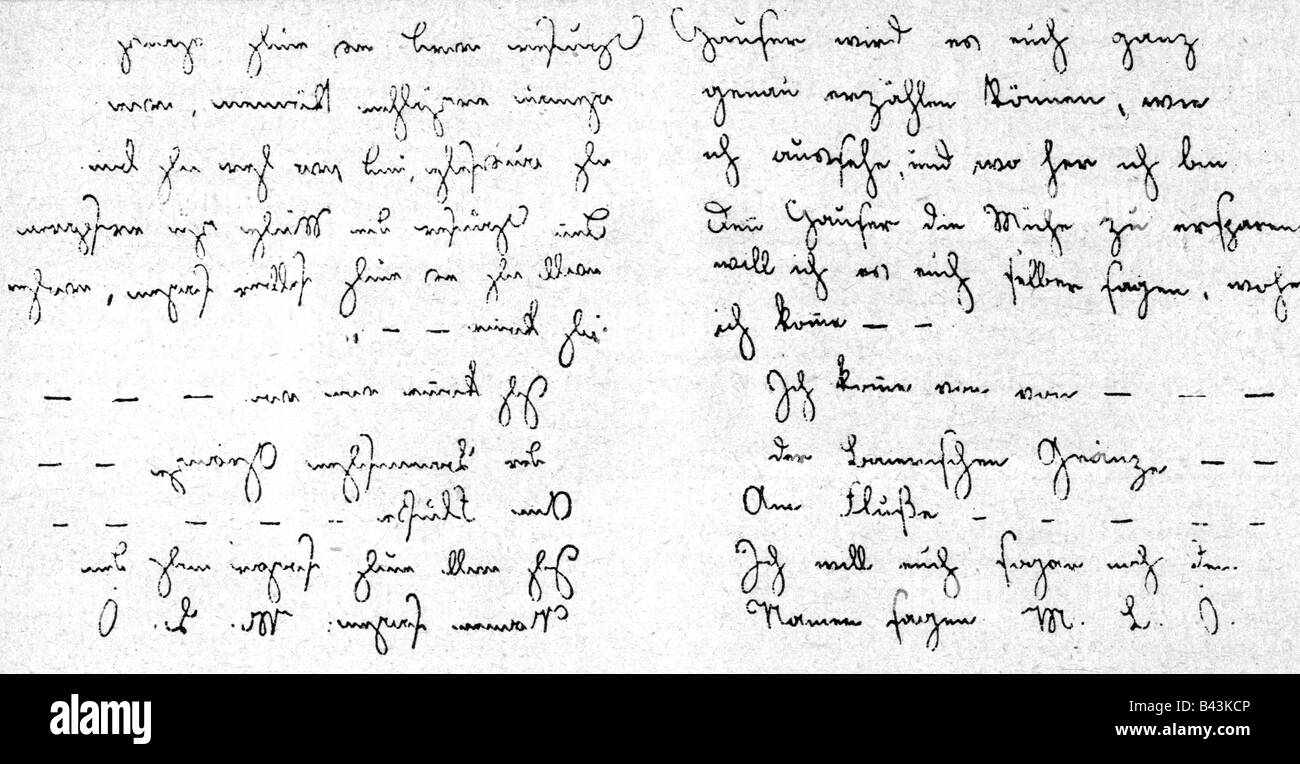 Hauser, Kaspar, 30.4.1812 - 17.12.1833, fondateur allemand, écriture manuscrite, écriture miroir ...